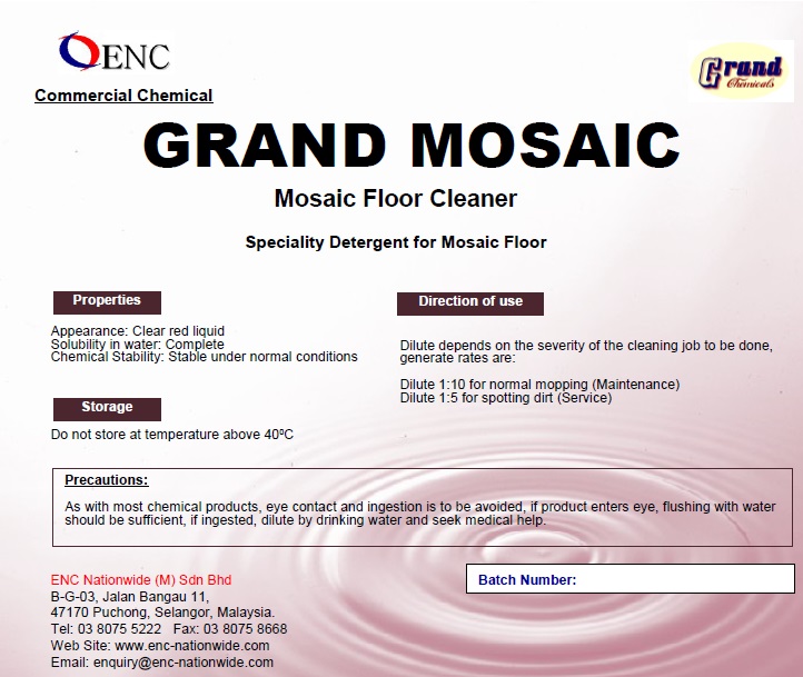 Mosaic Floor Cleaner Detergent | Malaysia | Manufacturer | Distributor ...